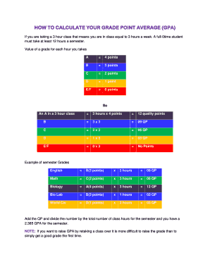 Fillable Online HOW TO CALCULATE YOUR GRADE POINT AVERAGE (GPA) Fax ...