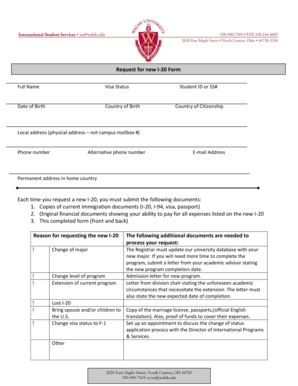 Fillable Online walsh Request for new I-20 Form - Walsh University - walsh Fax Email Print ...