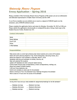 Fillable Online isu University Honors Program - Idaho State University ...