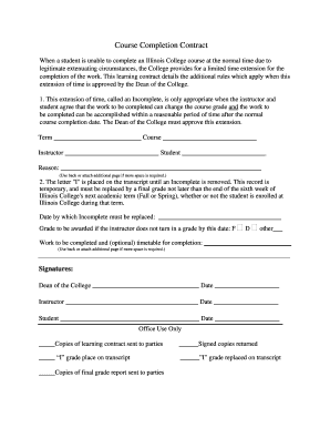 Fillable Online Incomplete and Course Completion Contract formrtf Fax ...