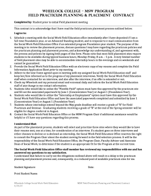 Fillable Online wheelock Wheelock College MSW program FIELD PRACTICUM PLANNING Fax Email Print ...