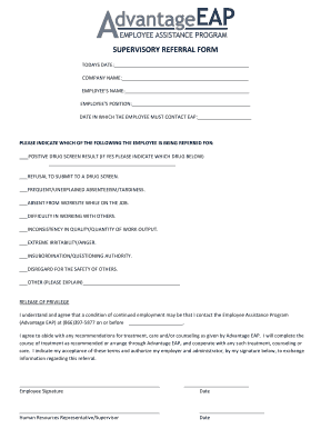 Fillable Online advantageeap SUPERVISORY REFERRAL FORM - Advantage Eap ...
