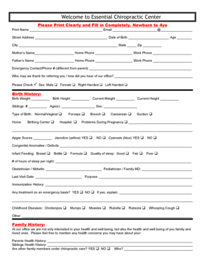 Fillable Online Patient Intake Form infant to 4doc Fax Email Print ...