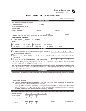 Fillable Online Fixed deposit set-up instructions - Standard Chartered ...
