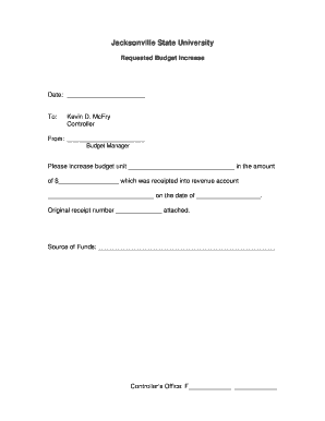 Fillable Online jsu Requested Budget Increase Fax Email Print - pdfFiller
