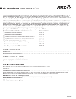Fillable Online ANZ Internet Banking Business Maintenance Form Please ...