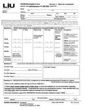 Fillable Online liu MMR Meningitis Form ver 200811.doc - liu Fax Email ...
