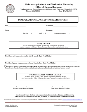 Fillable Online aamu DEMOGRAPHIC CHANGE AUTHORIZATION FORM Fax Email ...
