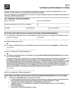 Fillable Online Tax Residency Self-Certification for Entities - CIBCcom ...