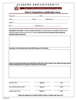 Fillable Online aamu Title III Requisition Justification Form Fax Email ...