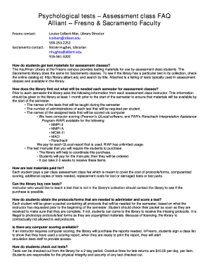 Fillable Online Psychological tests Assessment class FAQ Fax Email ...