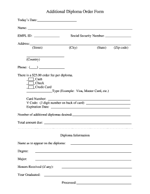 Fillable Online dickinsonstate Additional Diploma Order Form ...