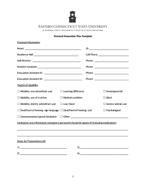 Fillable Online Personal Evacuation Plan Template Fax Email Print ...