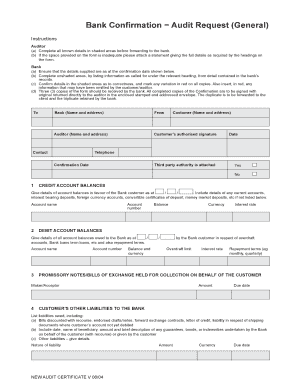 Fillable Online Bank Confirmation Audit Request General Fax Email Print ...