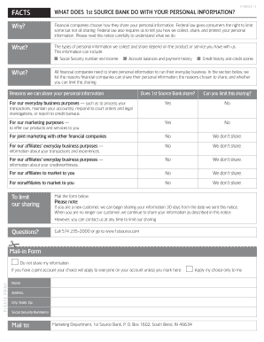 Fillable Online F1105 FACTS WHAT DOES 1st SOURCE BANK DO WITH YOUR Fax ...