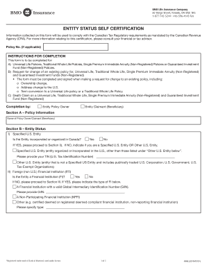 Fillable Online ENTITY STATUS SELF CERTIFICATION - Personal banking Fax ...