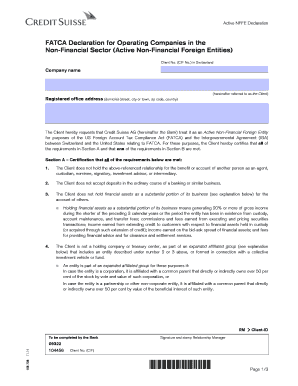 Fillable Online FATCA Declaration for Operating Companies in the Non ...