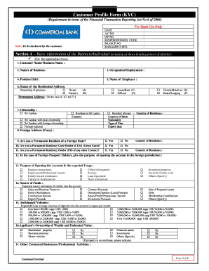 Fillable Online combank Know Your Customer KYC Profile Form - combank ...