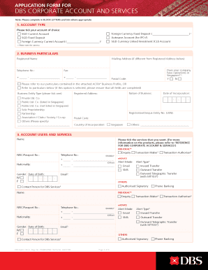 Fillable Online APPLICATION FORM FOR DBS CORPORATE ACCOUNT AND SERVICES ...