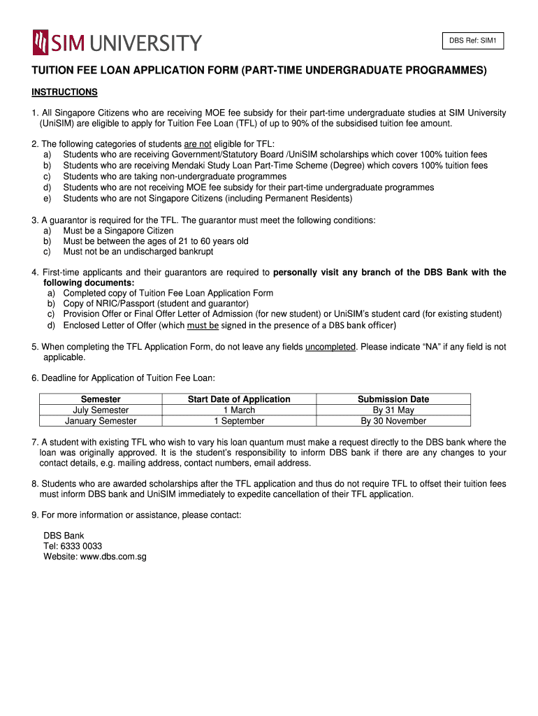 Fillable Online TUITION FEE LOAN APPLICATION FORM PART-TIME UNDERGRADUATE Fax Email Print ...