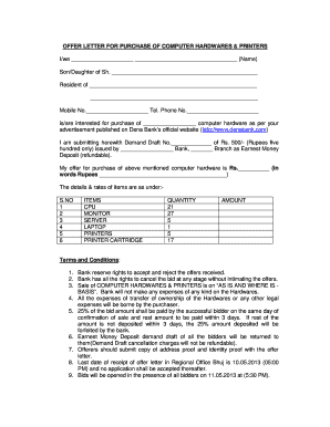 Fillable Online Format of offer Letter 2doc Fax Email Print - pdfFiller