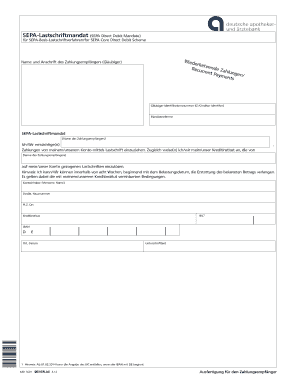 Ausfüllbar Online SEPALastschriftmandat (SEPA Direct Debit Mandate) Fax ...