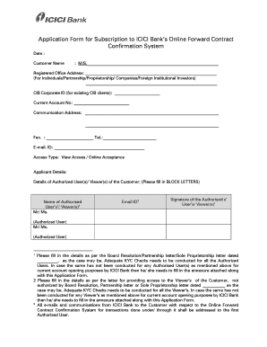 Fillable Online Online Confirmation Appln Form - ICICI Bank Fax Email ...