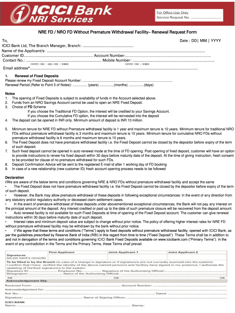 Fillable Online Internet Banking Net BankingOnline Banking - ICICI Bank ...