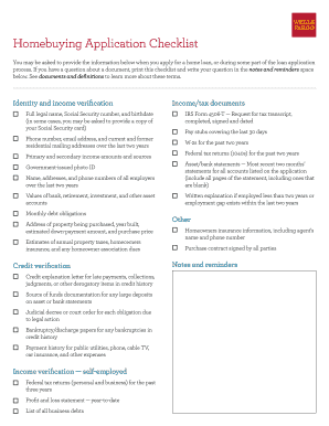Fillable Online Homebuying Application Checklist Fax Email Print ...