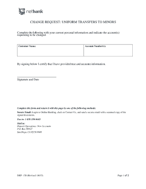 Fillable Online CHANGE REQUEST UNIFORM TRANSFERS TO MINORS Fax Email ...