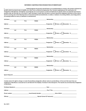 Fillable Online DEFERRED COMPENSATION DESIGNATION OF BENEFICIARYdocx ...