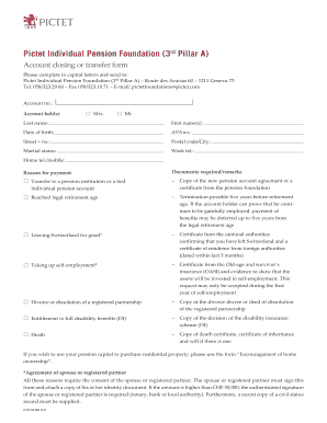 Fillable Online Pictet Individual Pension Foundation (3rd Pillar A ...