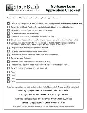 Fillable Online Mortgage Loan Application Checklist - Checking Loans ...