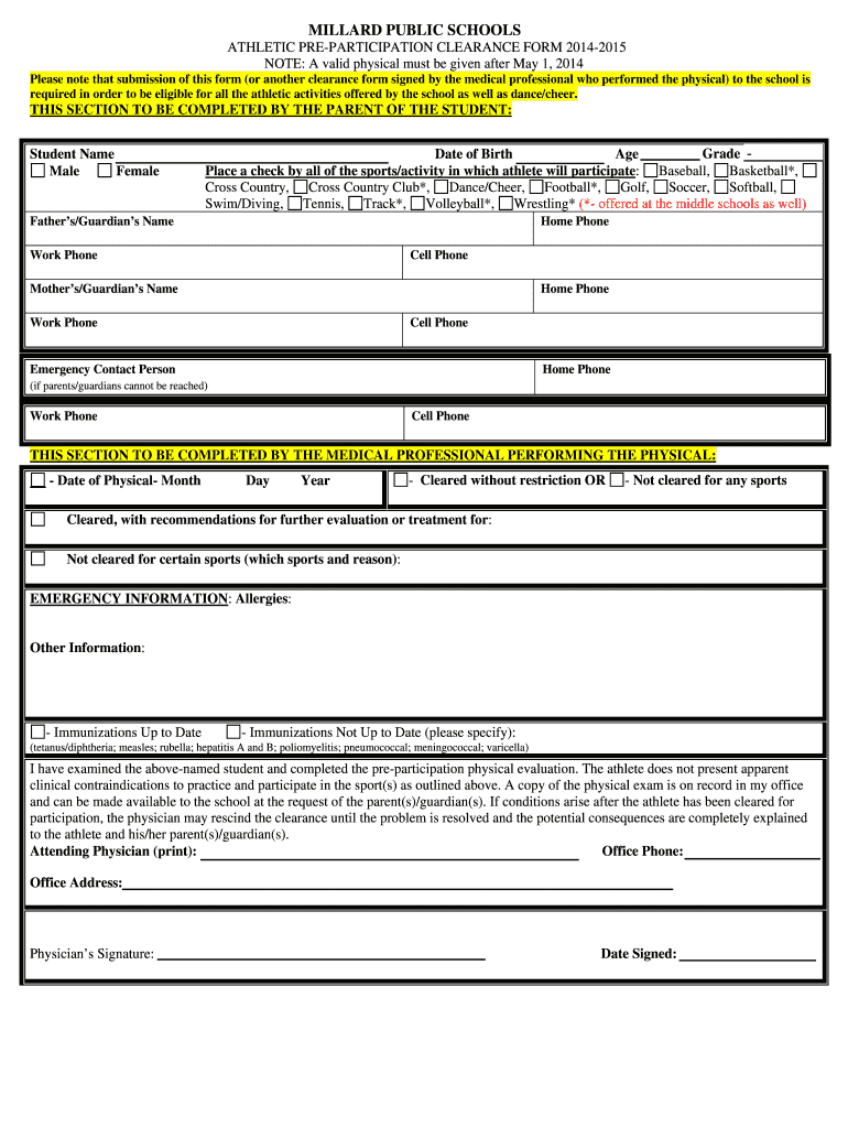 Fillable Online mps mnhs schoolfusion High School Participation bFormsb ...