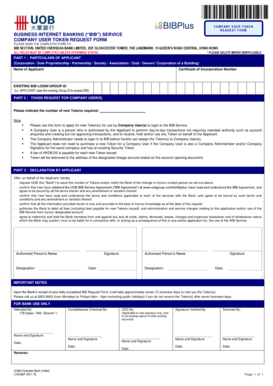 Fillable Online COMPANY USER TOKEN REQUEST FORM BUSINESS INTERNET ...