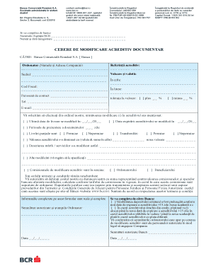 Fillable Online CERERE DE MODIFICARE ACREDITIV DOCUMENTAR - bcrro Fax ...