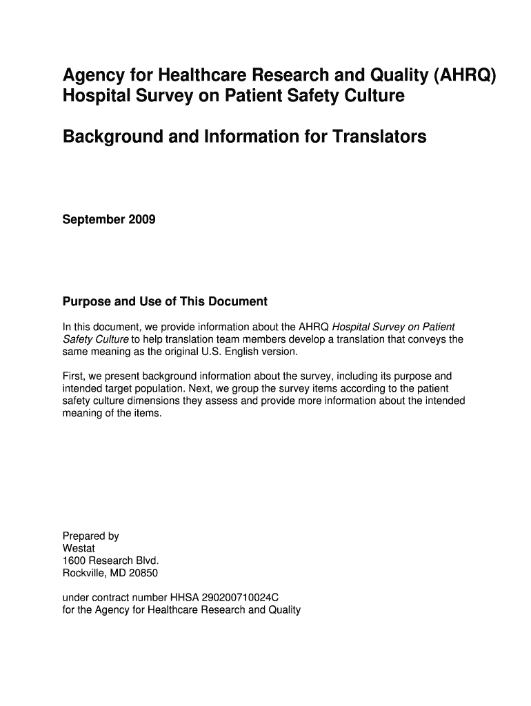 Fillable Online Hospital Survey on Patient Safety Culture Fax Email ...