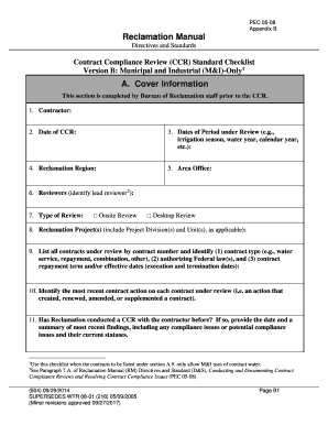 Fillable Online Contract Compliance Review (CCR) Standard Checklist Fax ...