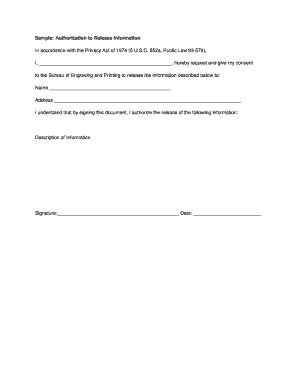 Fillable Online Sample Authorization to Release Information ...