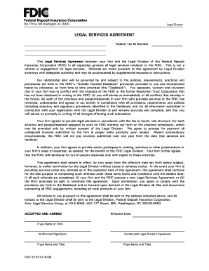 Fillable Online fdic FDIC 521013 Legal Services Agreement 5200 ...