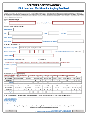 Fillable Online dla DEFENSE LOGISTICS AGENCY DLA Land and Maritime ...