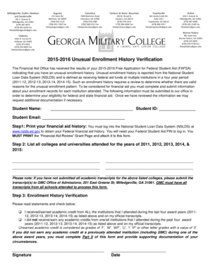 Fillable Online gmc 2015-2016 Unusual Enrollment History Verification ...