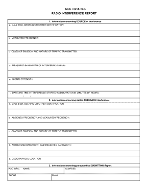 Fillable Online dhs NCS SHARES RADIO INTERFERENCE REPORT Fax Email ...