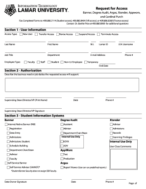 Fillable Online lamar Section 1 - User Information Access Type Fax Email Print - pdfFiller