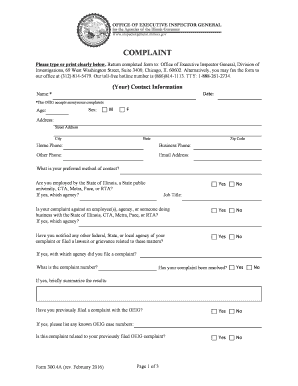 Fillable Online illinois COMPLAINT - illinoisgov Fax Email Print ...