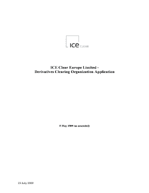 Fillable Online ICE Clear Europe Limited Derivatives Clearing Organization Application Fax Email ...