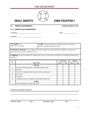 SKILL SHEETS FIRE FIGHTER I - Oregongov Home - Oregon - Fill and Sign ...