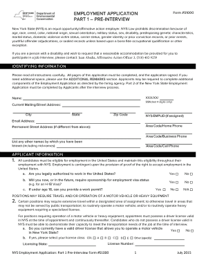 Fillable Online dec ny Employment Application S-1000 - Part 1 Fax Email ...