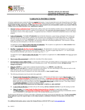 Fillable Online aacounty Variance Instructions and Site Plan Checklist ...