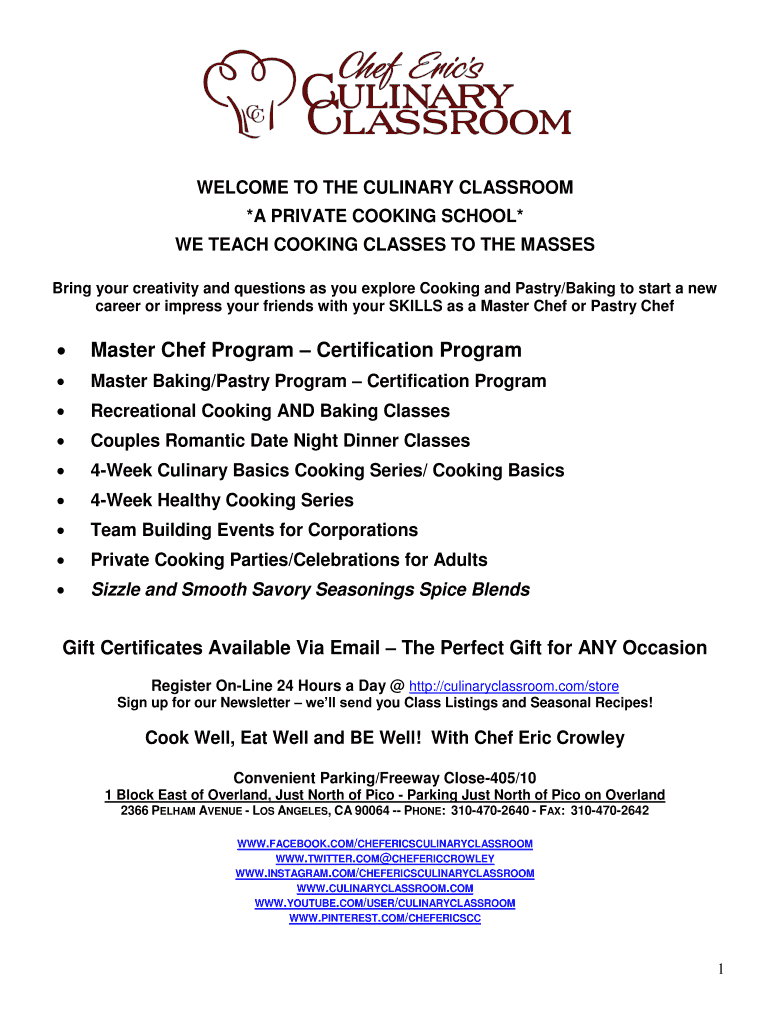 Fillable Online Master Chef Program Certification Program Fax Email ...